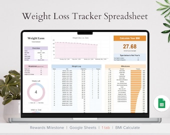 Weight Loss Tracker Google Sheets, Weight Loss Tracker Excel, Weight ...