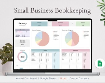 Small Business Bookkeeping Spreadsheet Template Google Sheets, Easy Bookkeeping Template, Income ...