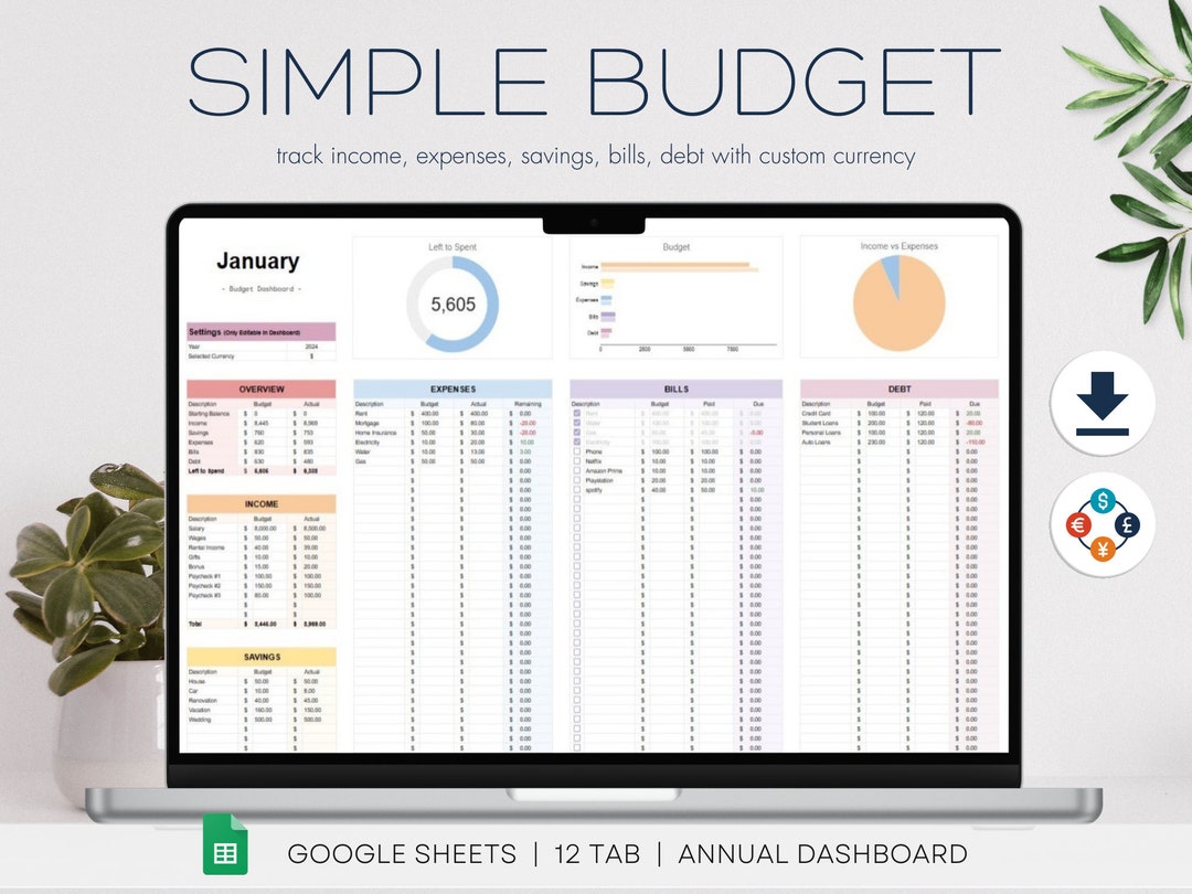 Budget Spreadsheet for Google Sheets, Budget Planner, Google Sheets ...