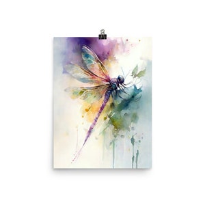Dragonfly Watercolor Painting, Dragonfly Wall Art, Dragonfly Decor, Watercolor Painting ...