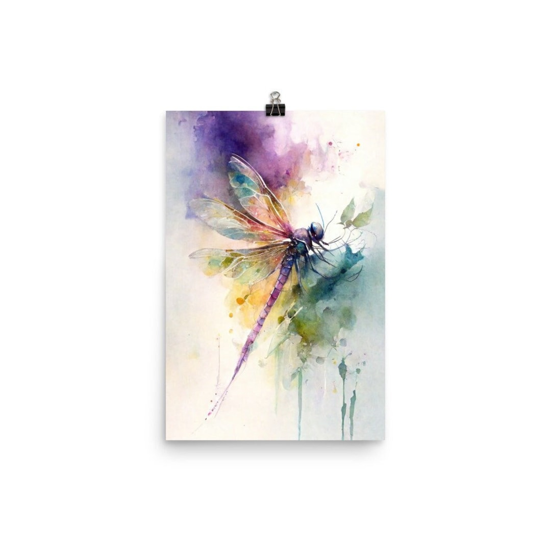 Dragonfly Watercolor Painting, Dragonfly Wall Art, Dragonfly Decor, Watercolor Painting ...