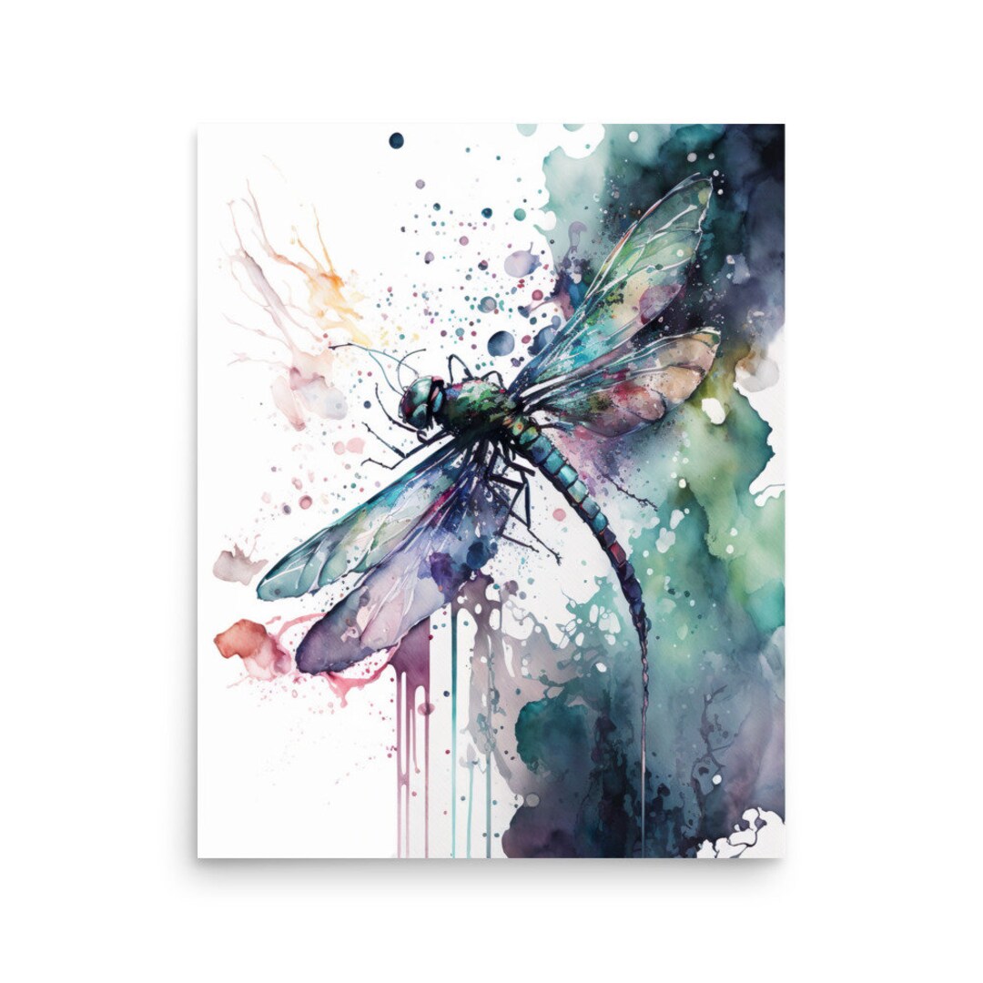 Watercolor Dragonfly Digital Download, Abstract Watercolor Digital Download, Dragonfly Decor ...
