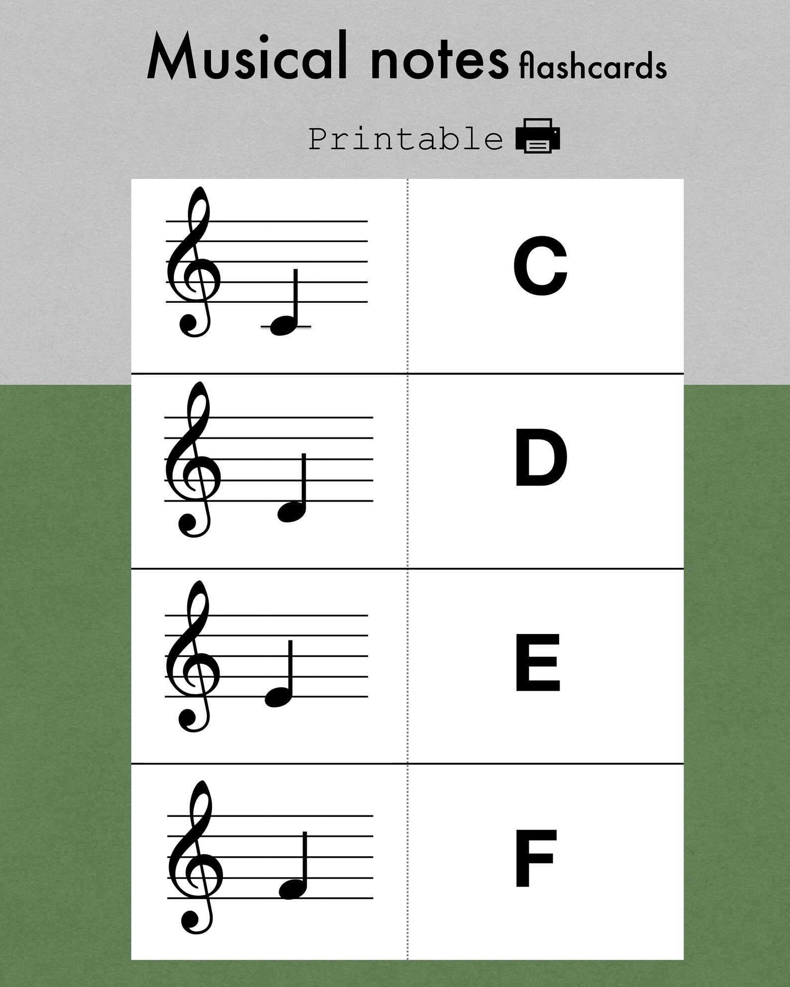 Musical Notes and Symbols Flashcards - Printable - Learn Music Notation ...