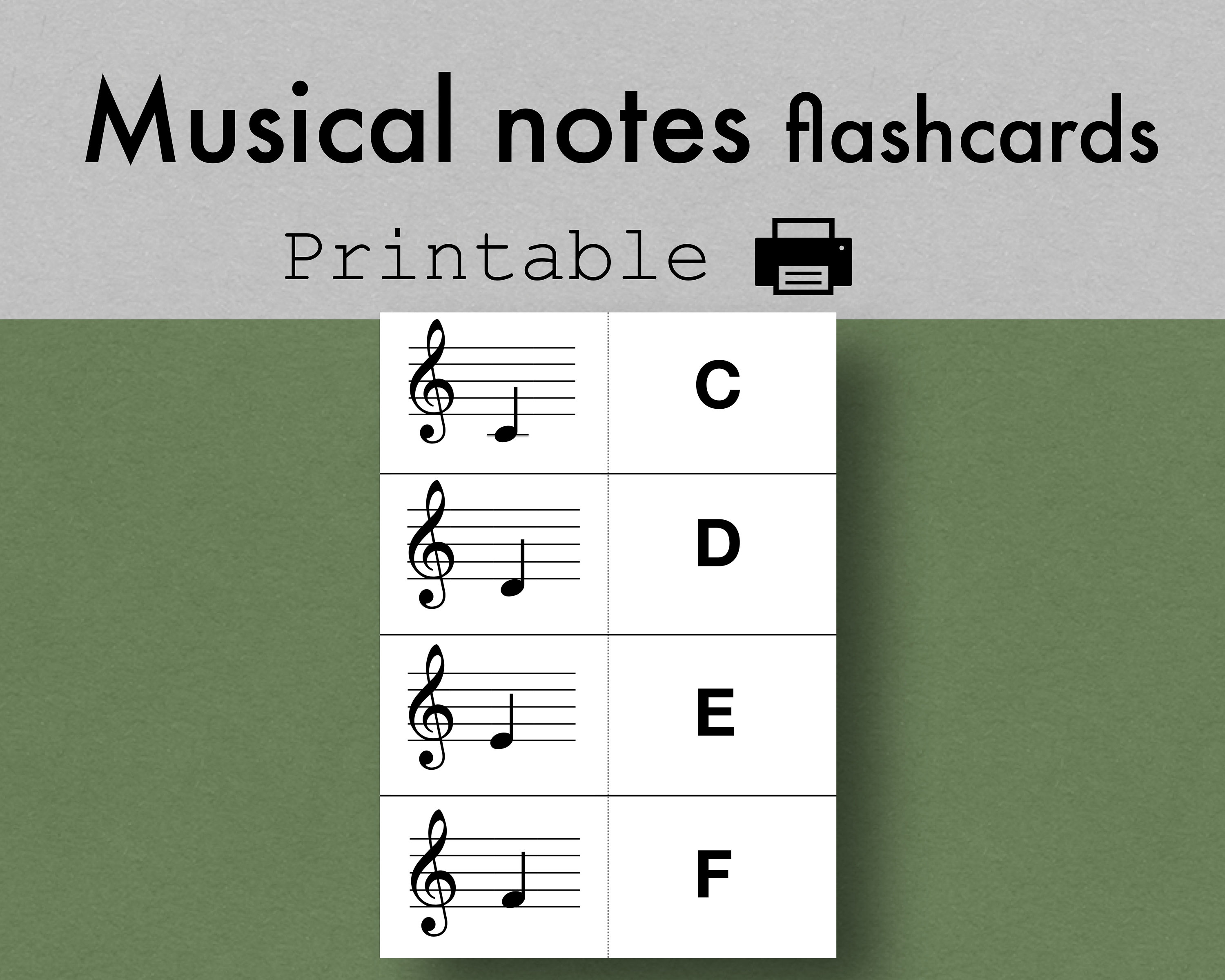 Musical Notes and Symbols Flashcards - Printable - Learn Music Notation ...