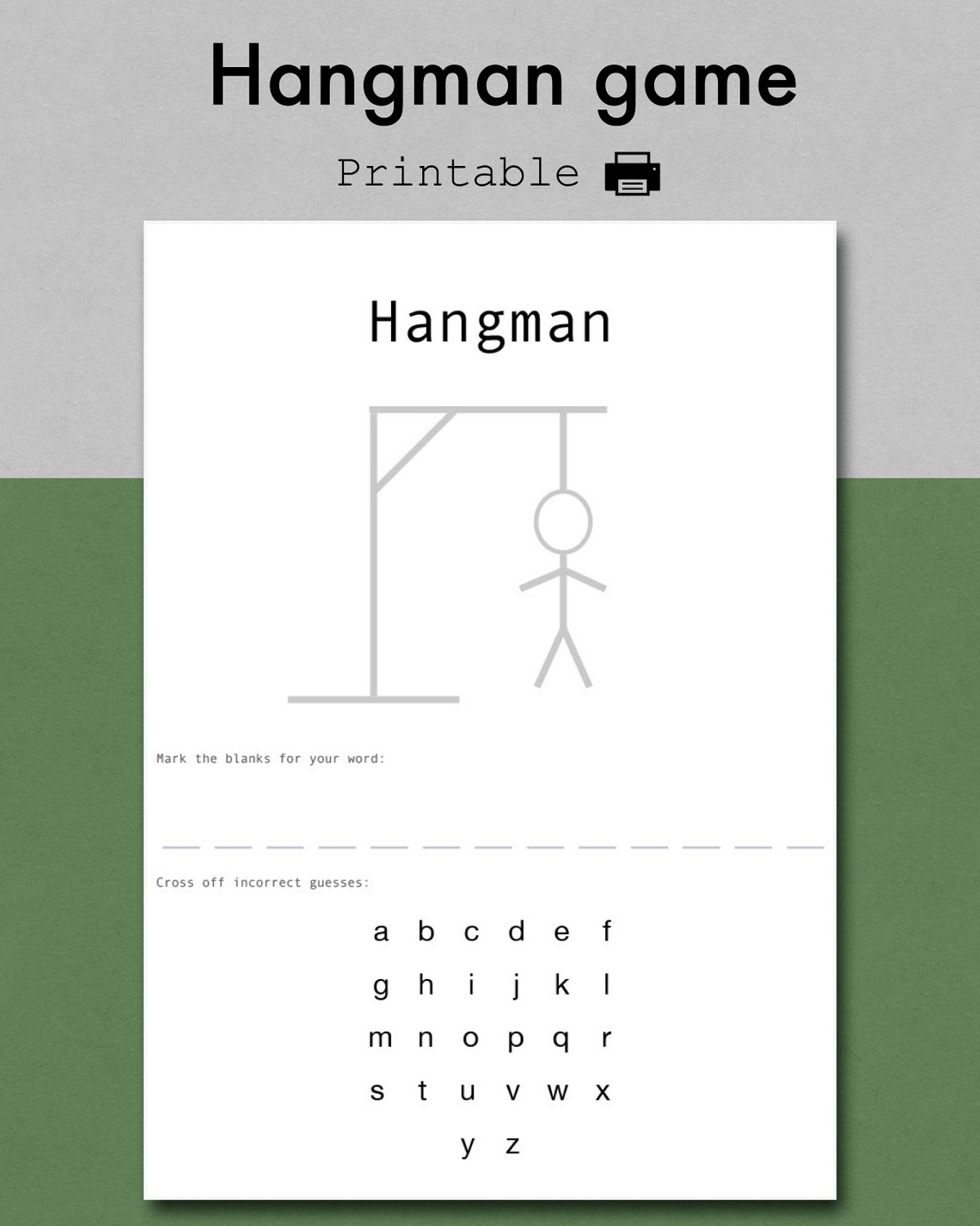 Hangman Game Printout - Etsy