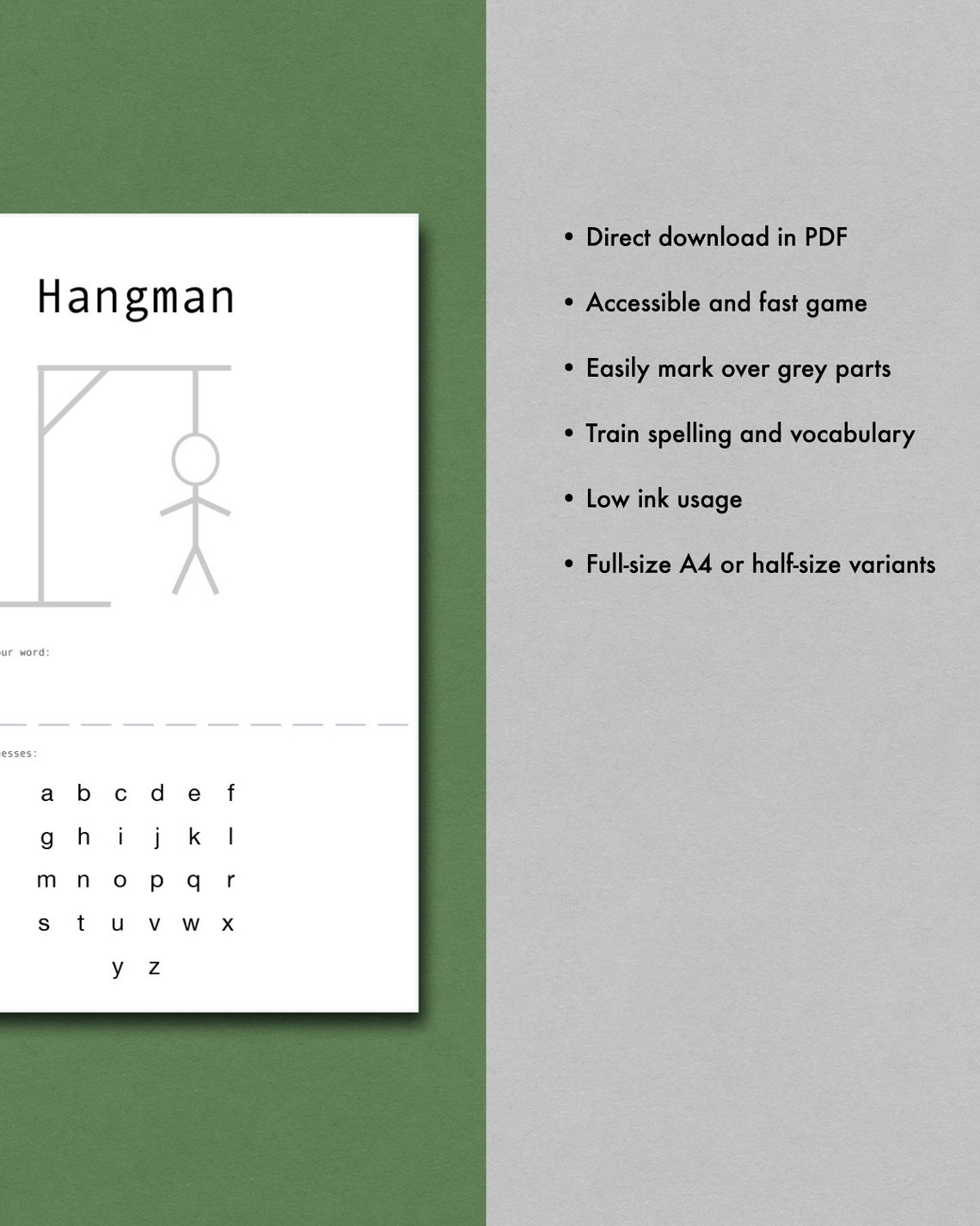 Hangman Game Printout - Etsy