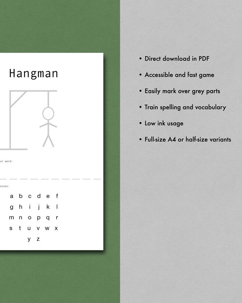 Hangman Game Printout - Etsy