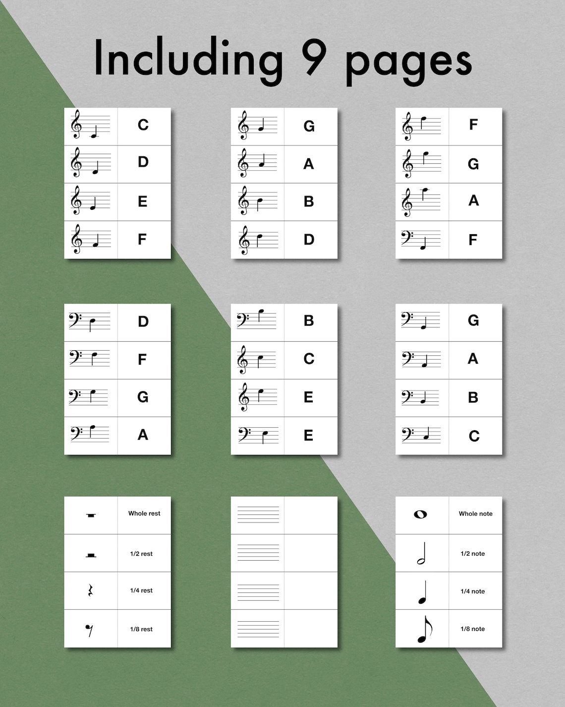 Musical Notes and Symbols Flashcards - Printable - Learn Music Notation ...