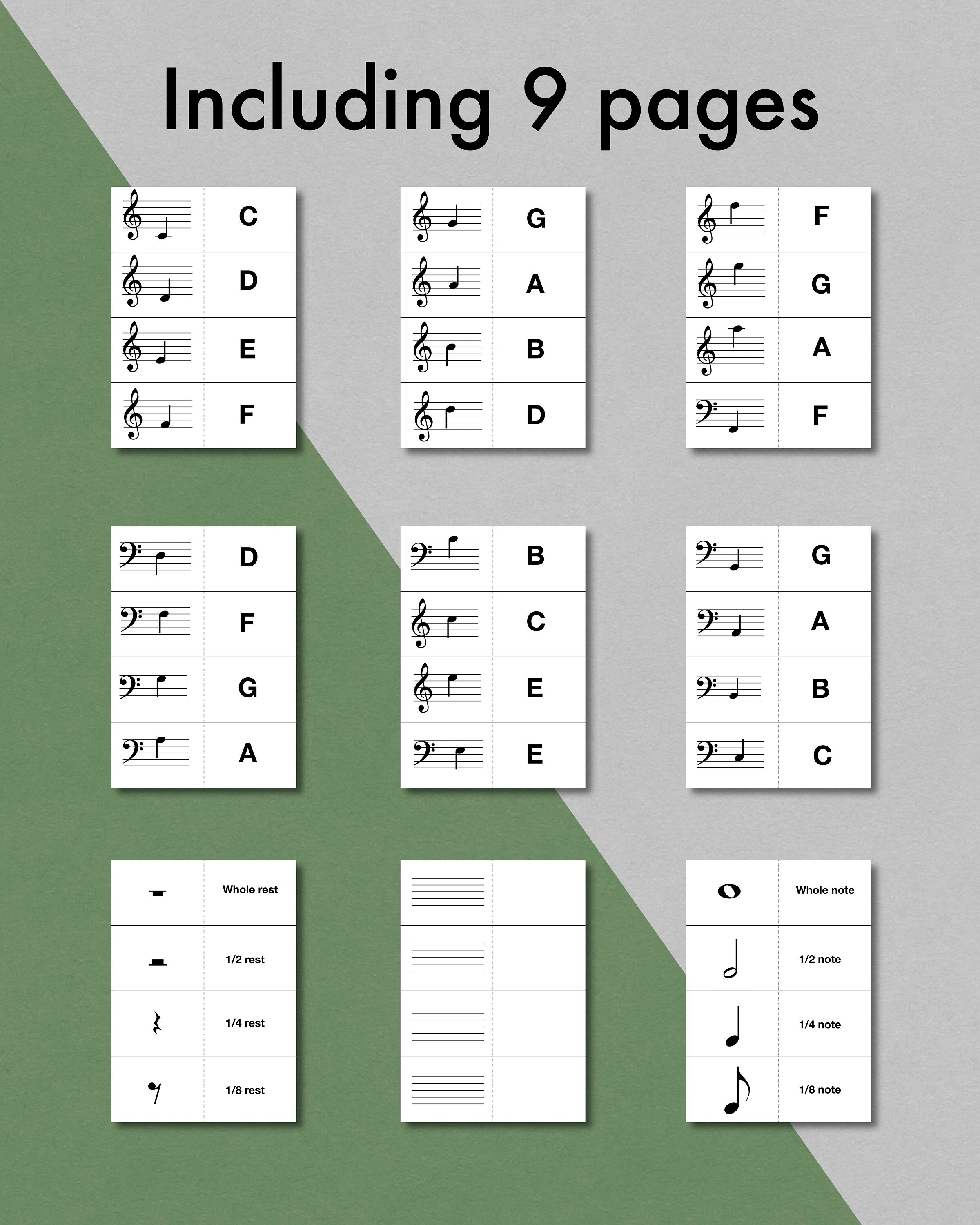 Musical Notes and Symbols Flashcards - Printable - Learn Music Notation ...