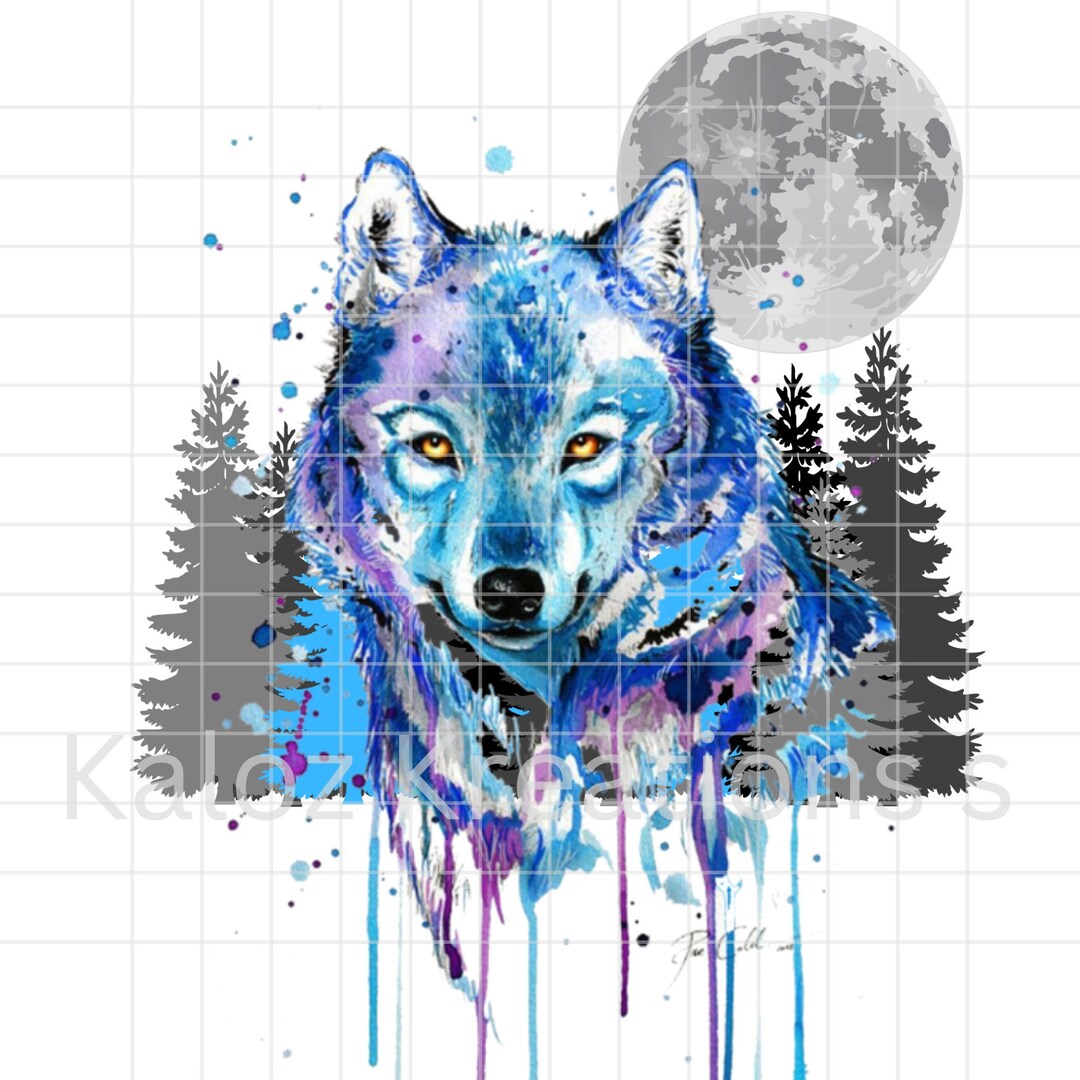 Blue Wolf PNG | Digital Download Only | PNG File - Etsy