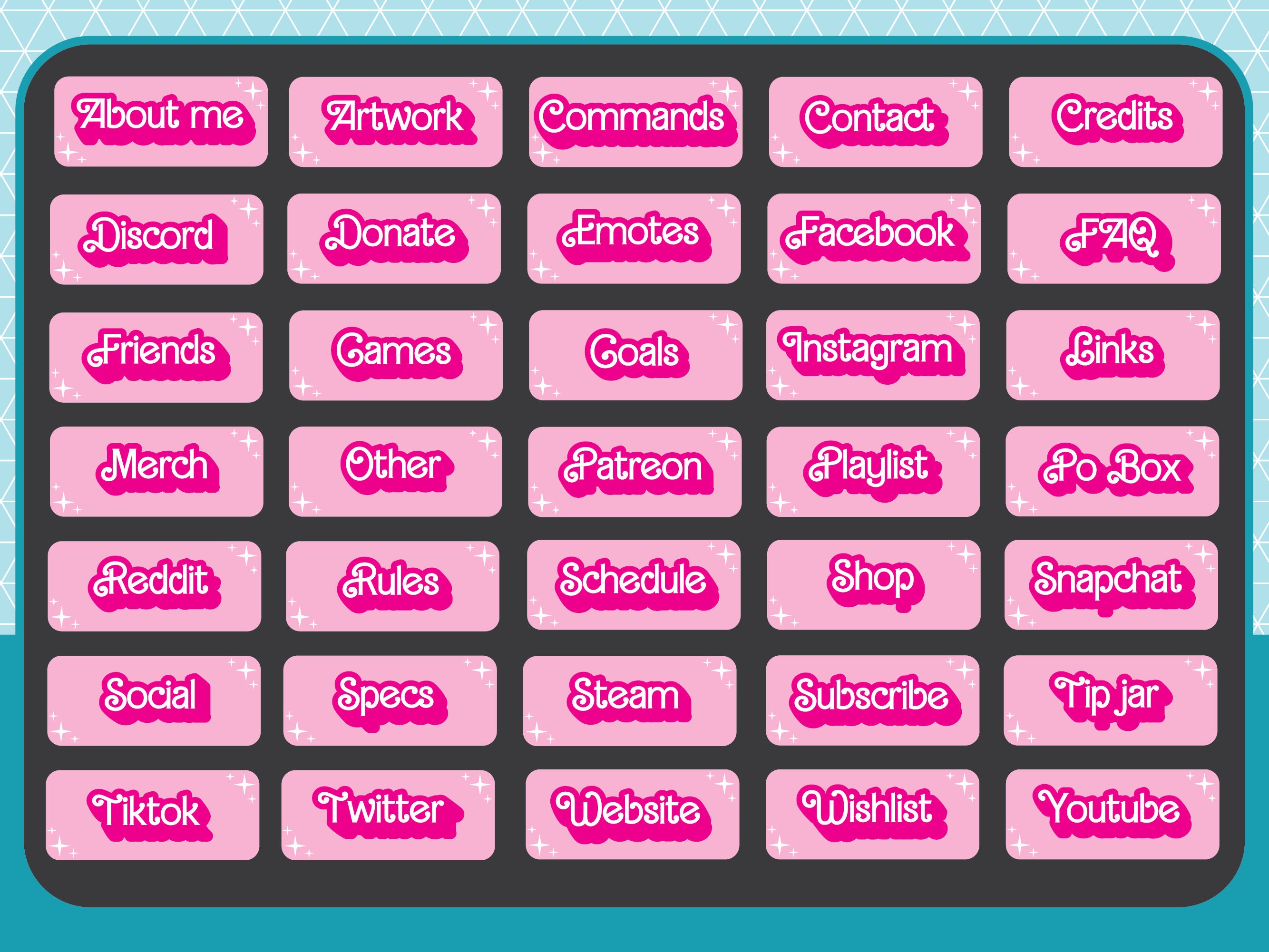 35 Pink Barbie Twitch Panels Pink Kawaii Aesthetic Sparkle Streamer ...