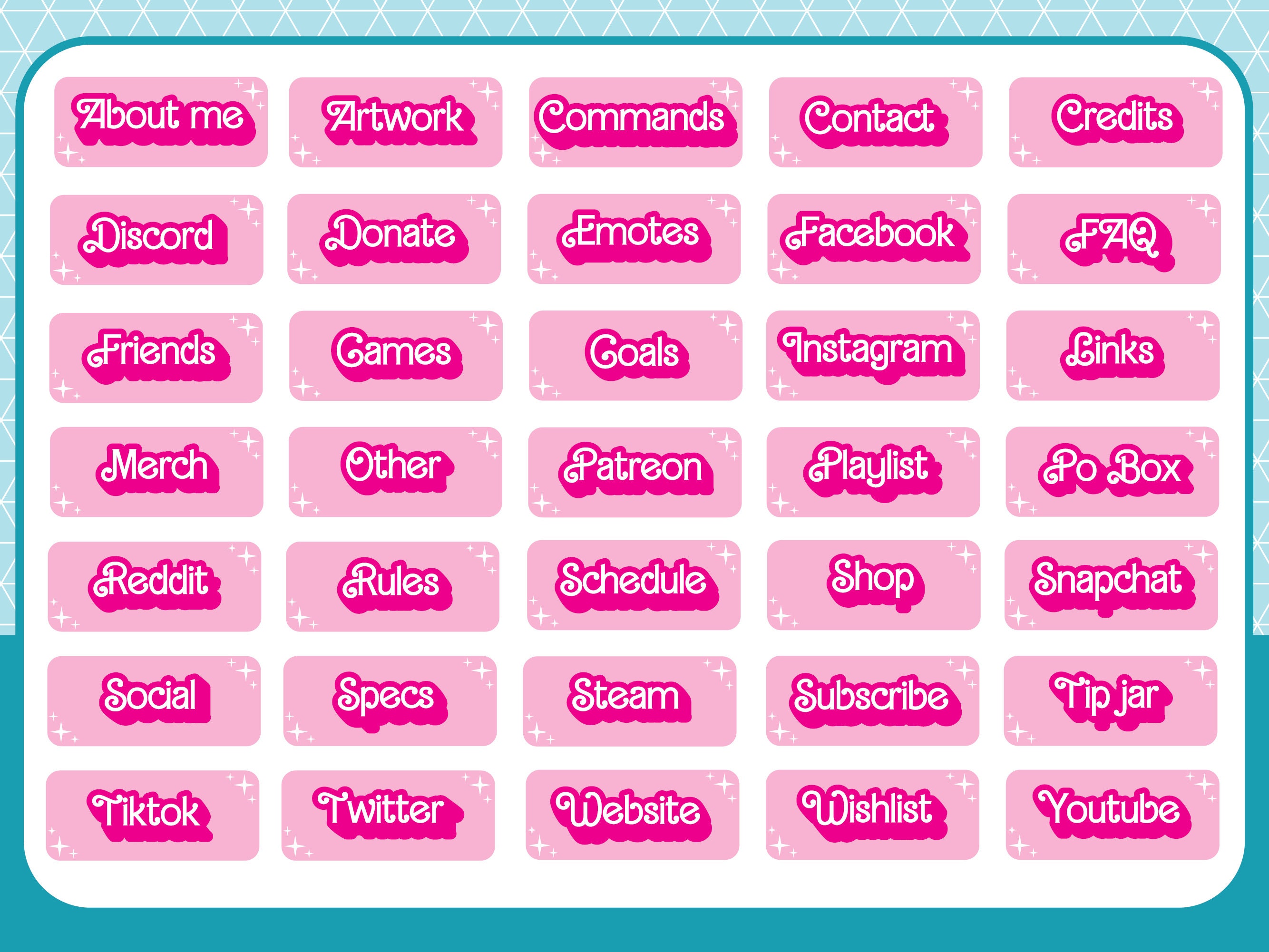 35 Pink Barbie Twitch Panels | Pink Kawaii Aesthetic Sparkle | Streamer ...