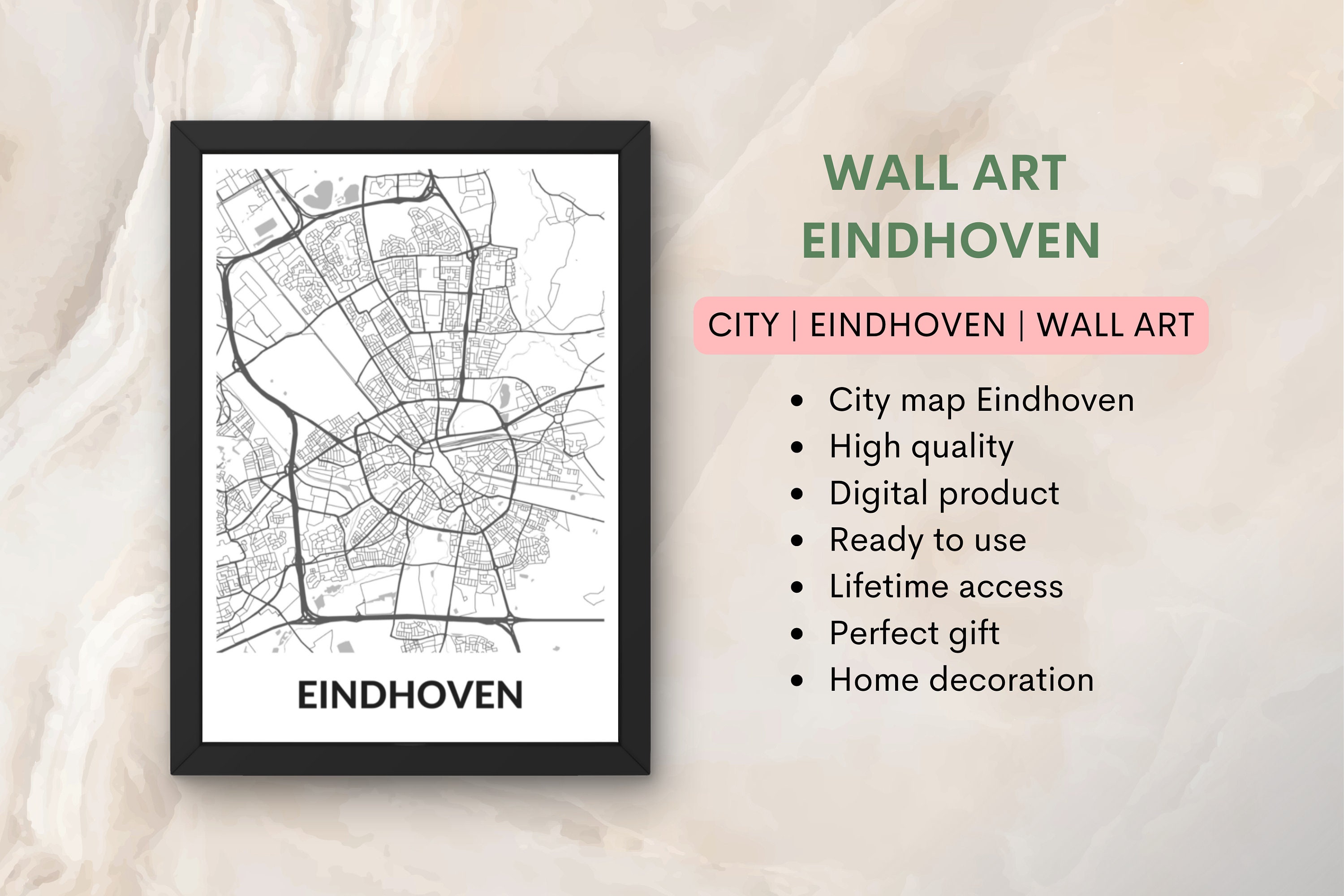 Eindhoven City Map Wall Art | Digital Download - Etsy