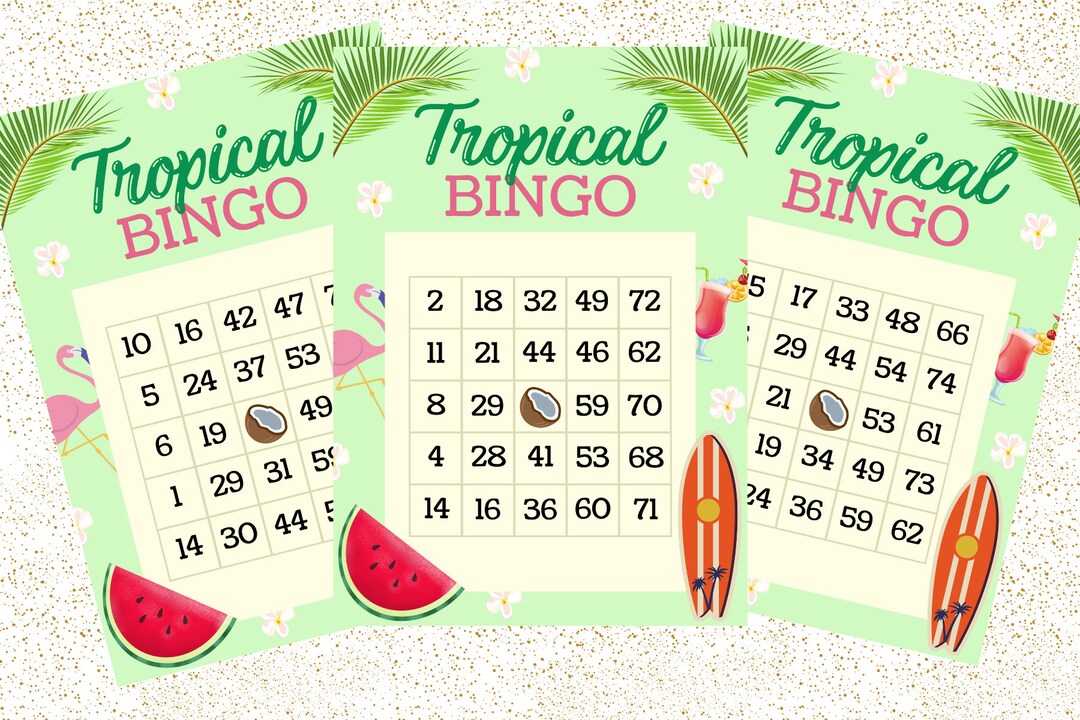 50 Tropical Bingo Cards INSTANT DOWNLOAD Perfect for Tropical - Etsy
