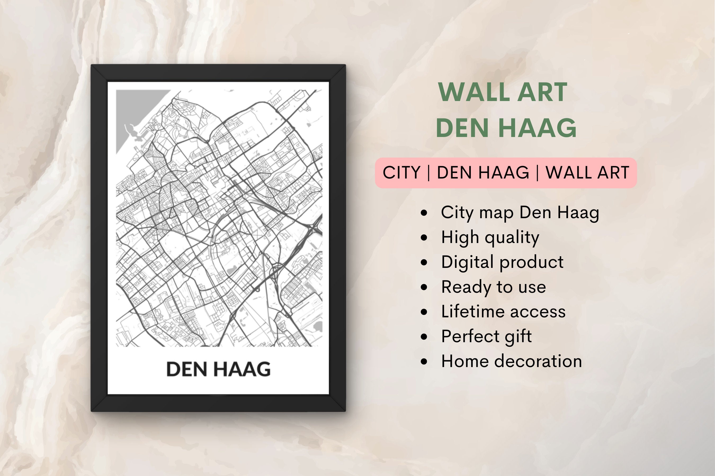 The Hague City Map Wall Art Digitaldownload - Etsy