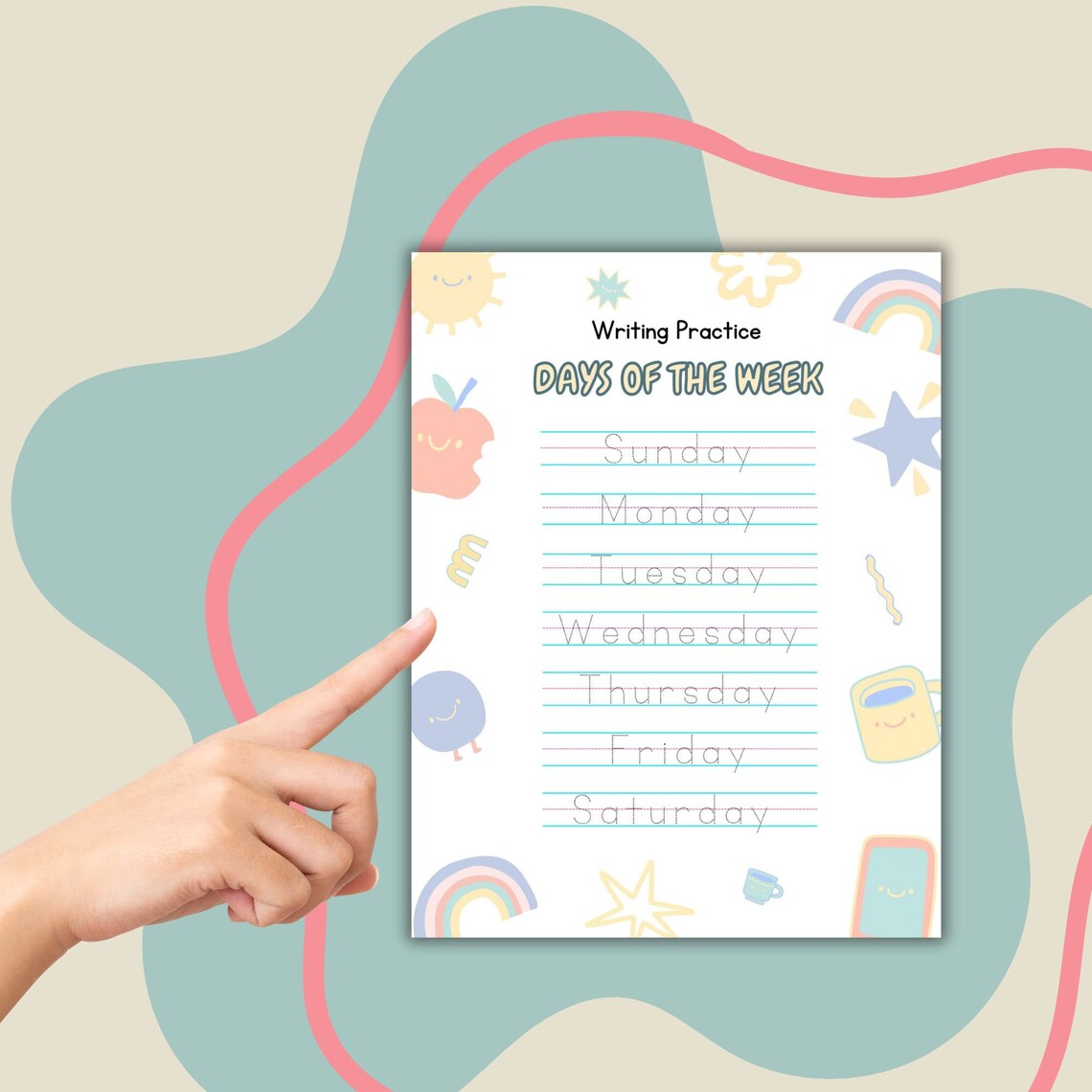 Trace Days of the Week Printable Worksheet Days Name Tracing Activity ...