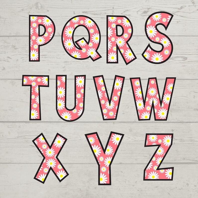 Daisy Alphabet Letter Svg Png, Sublimation Daisies, Floral Alphabet Svg ...