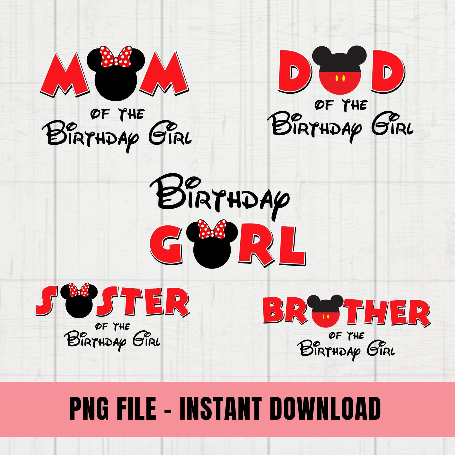 Minnie Mickie Family Bundle PNG, Bundle Birthday Girl Family PNG ...