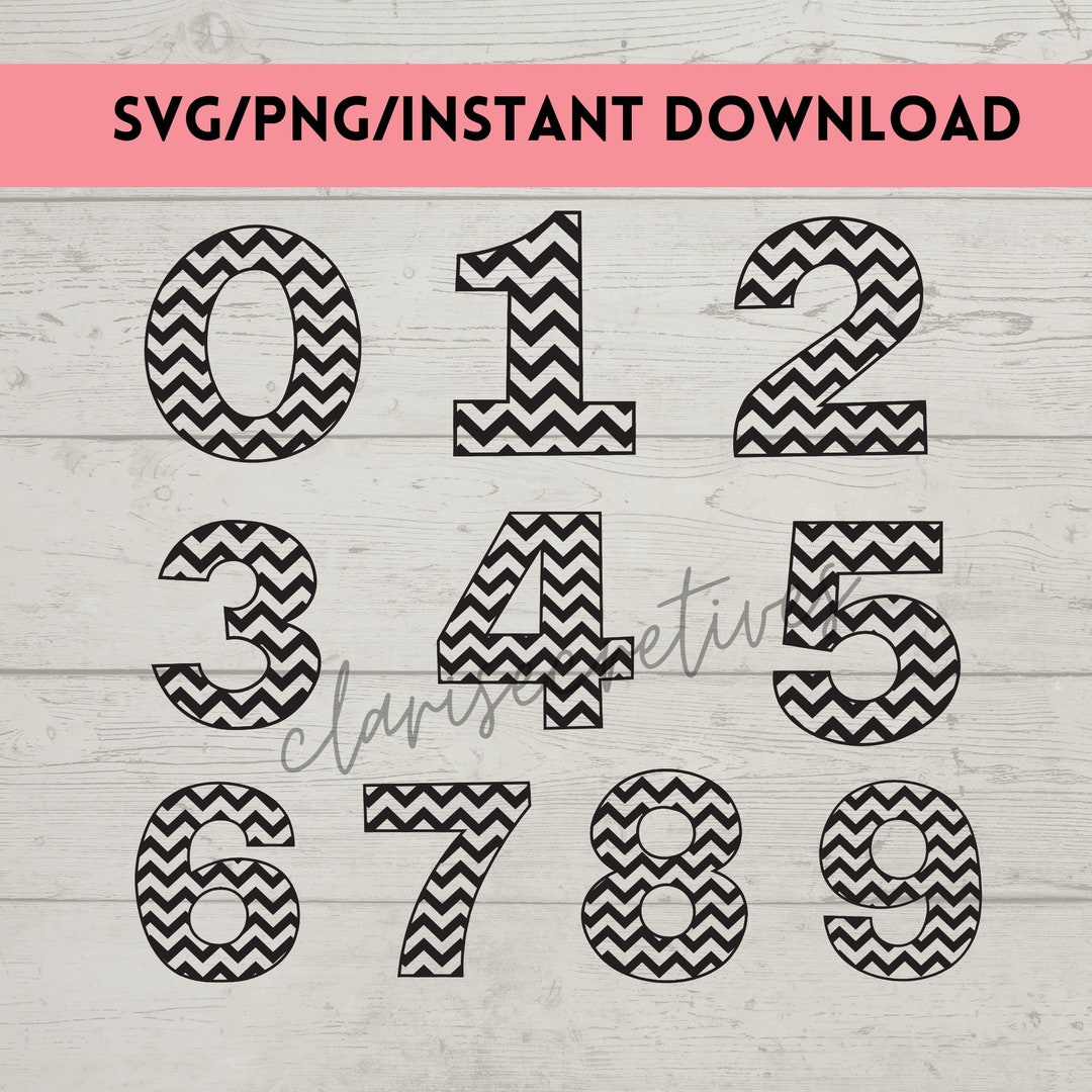 Chevron Numbers Svg Files for Cricut - Etsy