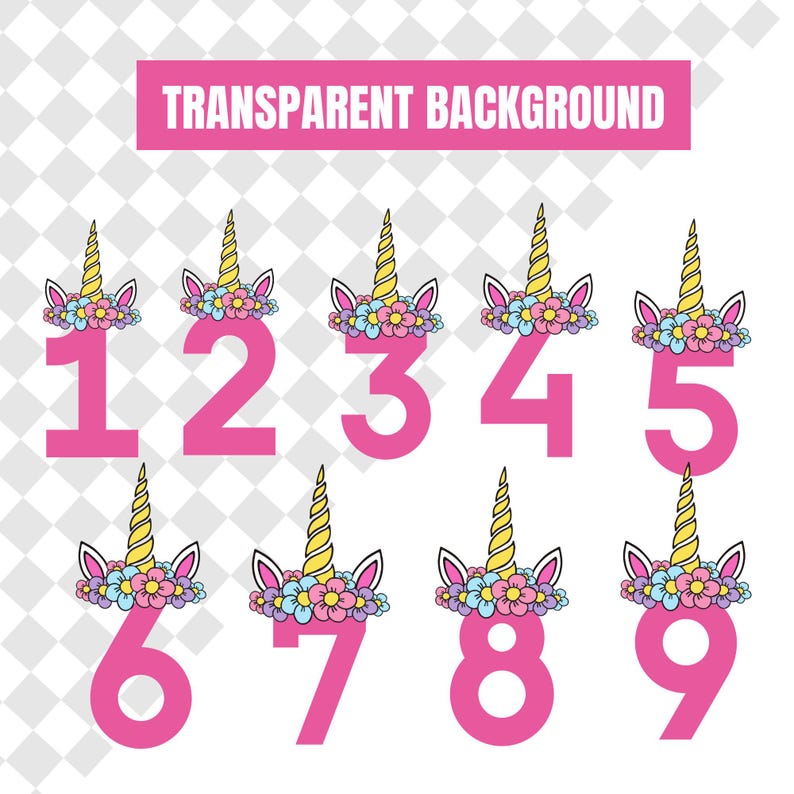 Unicorn Numbers PNG Bundle, Unicorn PNG, Birthday PNG, Birthday Girl ...