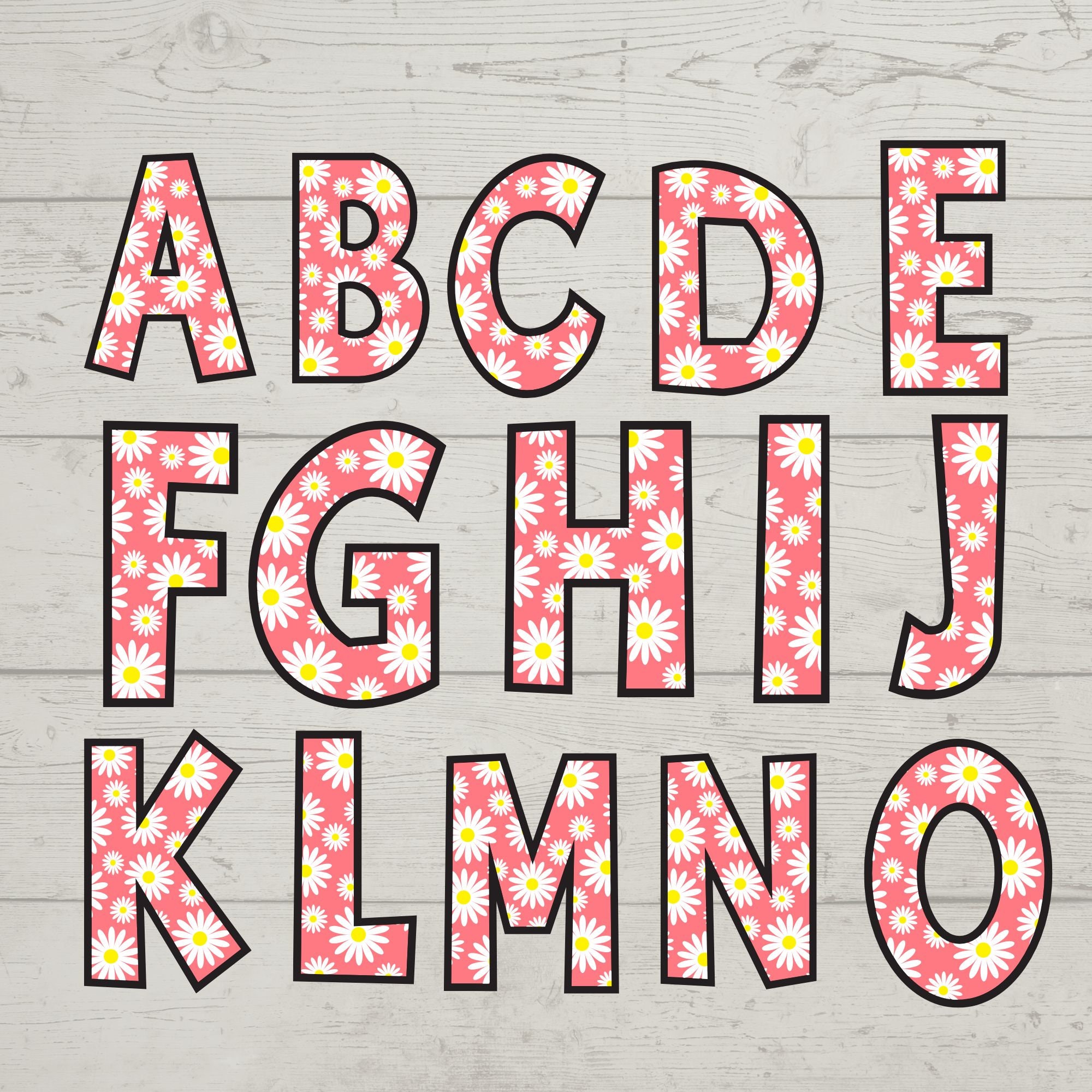 Daisy Alphabet Letter Svg Png, Sublimation Daisies, Floral Alphabet Svg ...