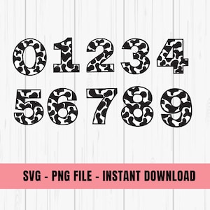 Cow Numbers 0-9 SVG PNG | Cow Numbers Sublimation | Animal Cow Number ...