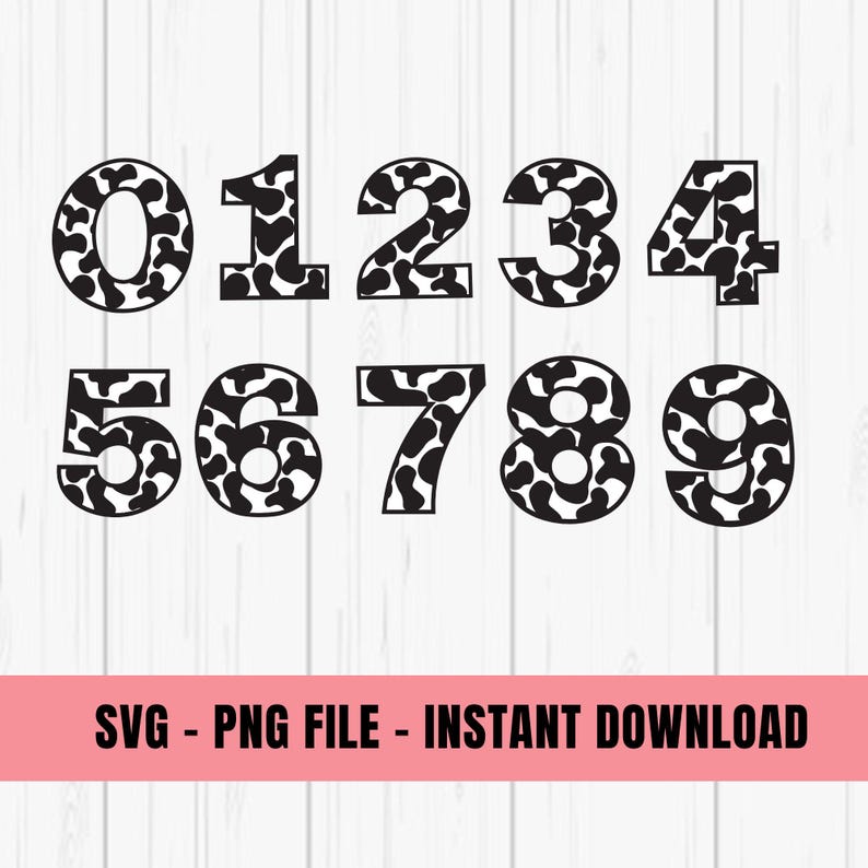 Cow Numbers 0-9 SVG PNG | Cow Numbers Sublimation | Animal Cow Number ...