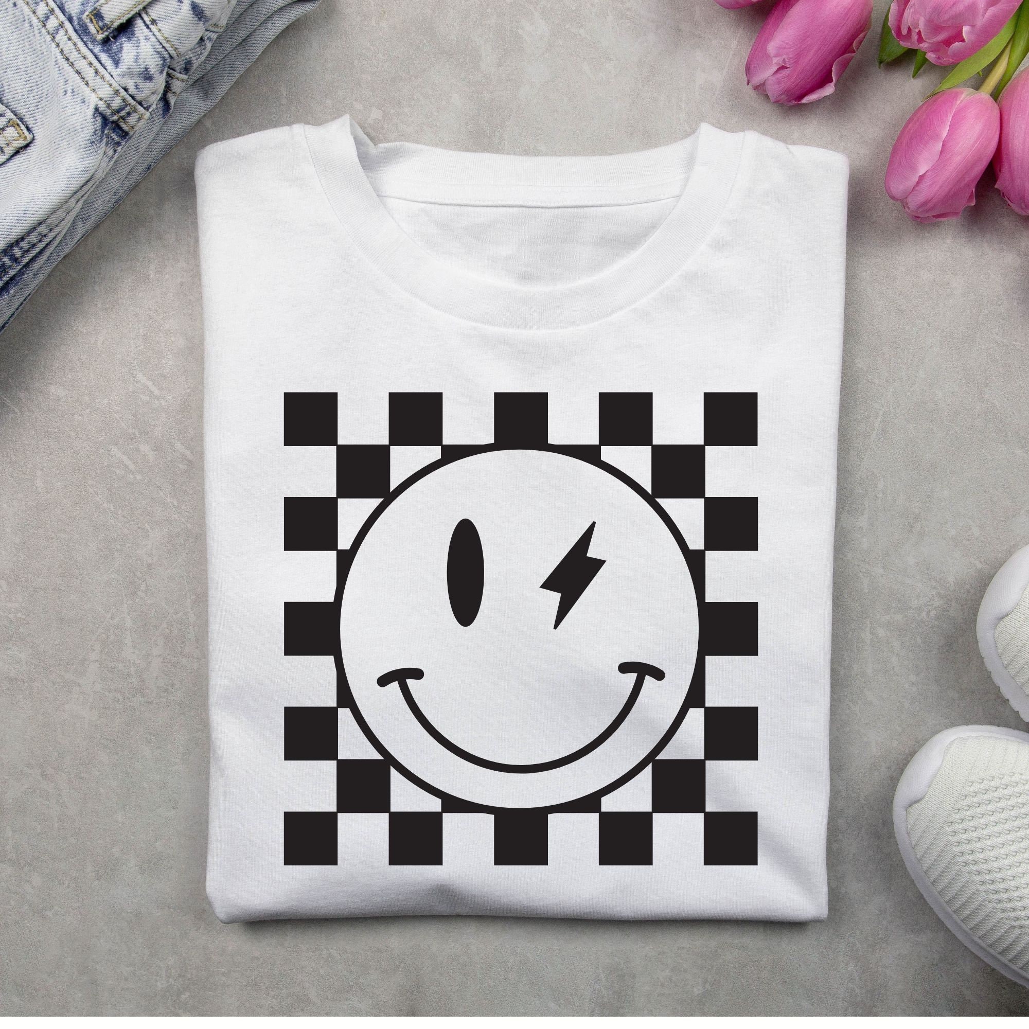 Retro Checkered Smiley PNG | Checkered Pattern PNG | Smiley Face PNG - Etsy