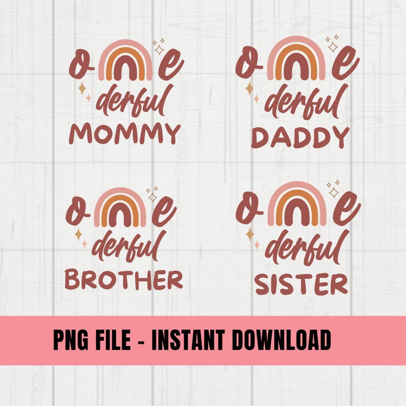 One-derful Bundle Miss Onederful Daddy, Mommy, Sister, Brother, Cursive ...