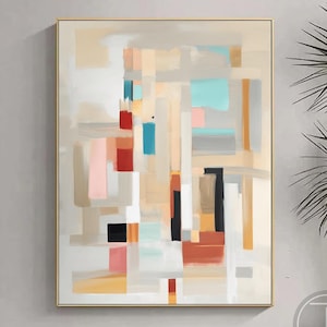 Neutral Color Abstract Painting Large Modern Palette Knife Texture Colorful Abstract Wall Art ...