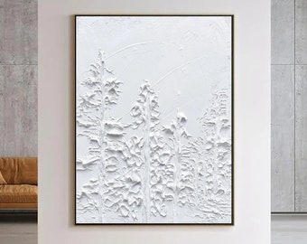 Large White Abstract Painting 3D White Textured Painting White ...