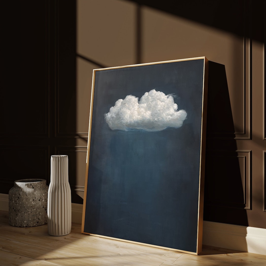 White Cloud Wall Art Large Cloudy Sky Painting Blue Sky and White Cloud ...