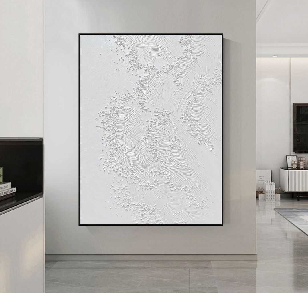 White Spray Abstract Painting on Canvas,large White 3d Textured Wall ...