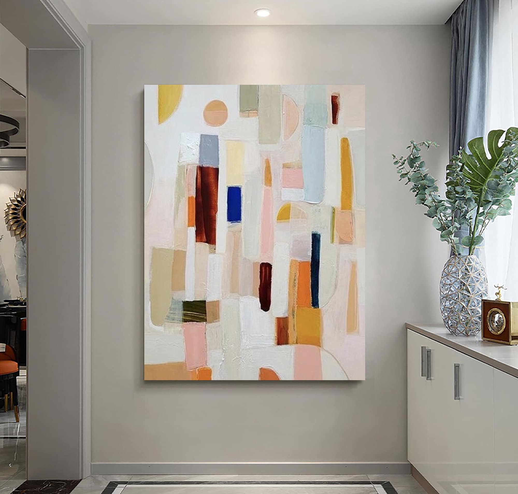 Neutral Color Abstract Painting Modern Palette Knife Painting Colorful Abstract Textured Wall ...