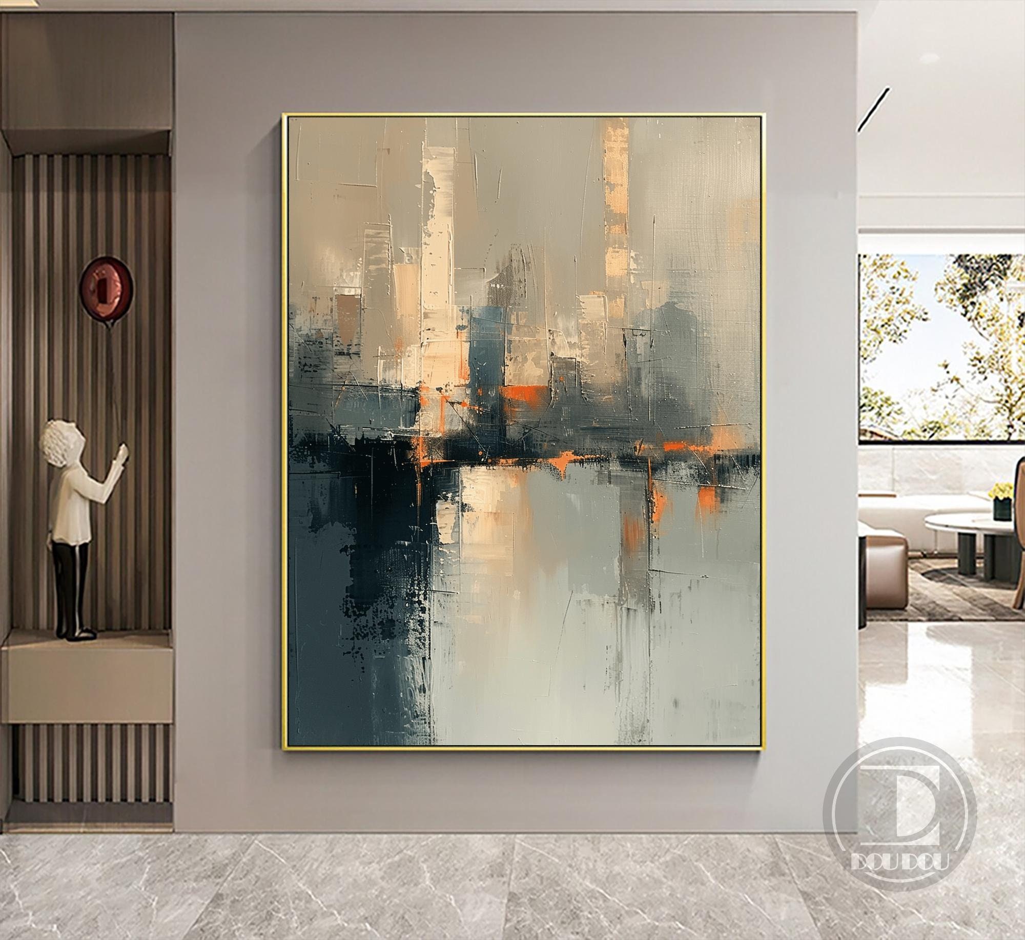 Large Neutral Abstract Painting on Canvas,textured Wall Art ...