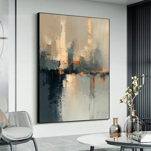 Large Neutral Abstract Painting on Canvas,textured Wall Art ...