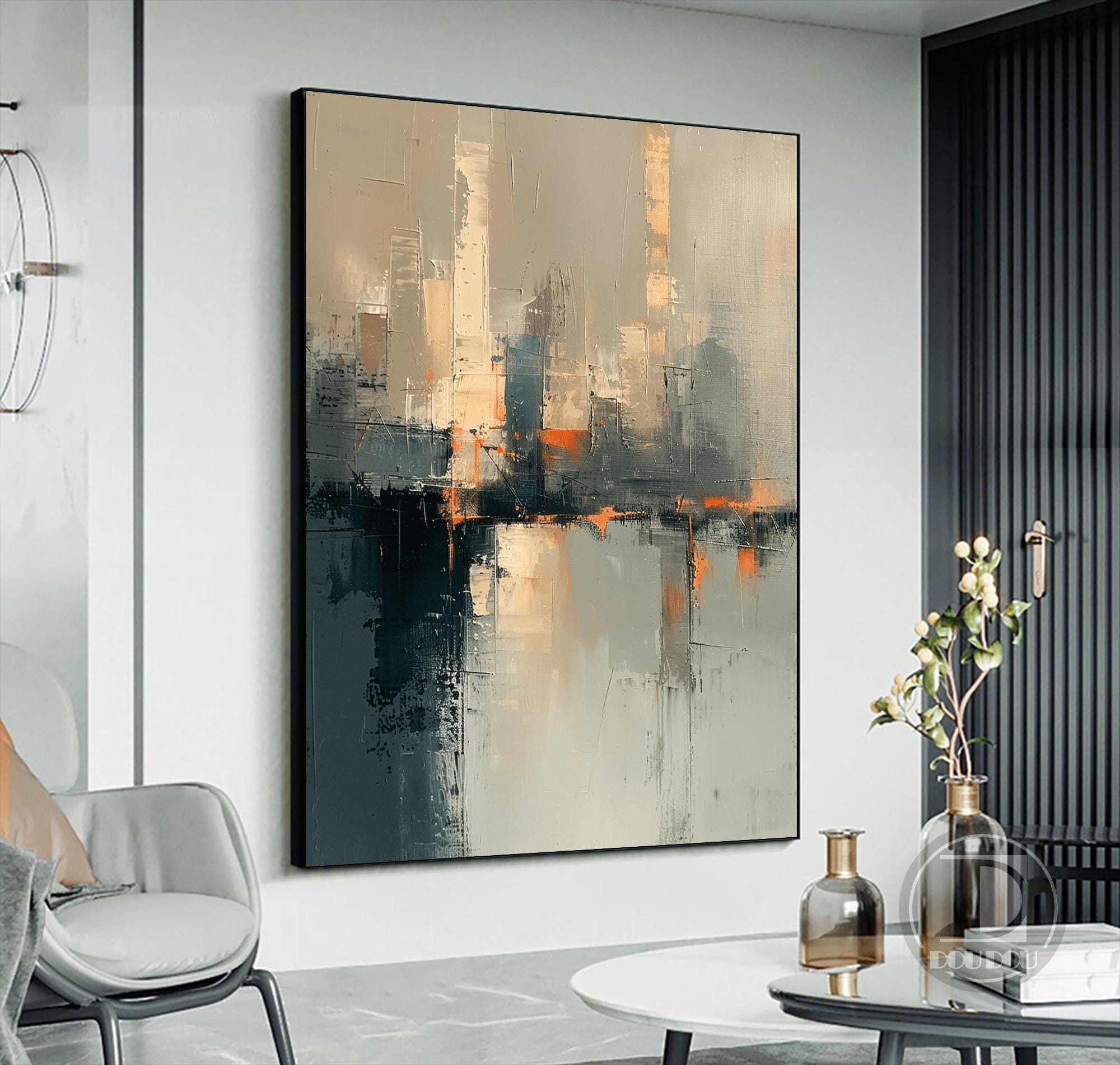 Large Neutral Abstract Painting on Canvas,textured Wall Art ...
