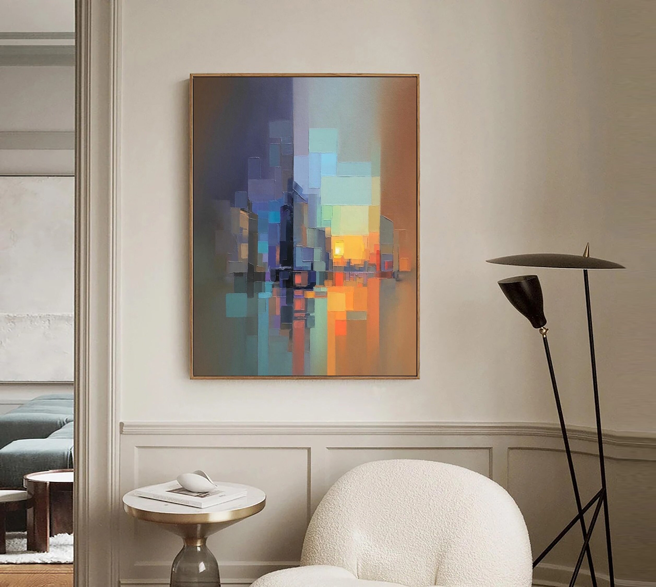 Large Color Abstract Painting Original Modern Color Wall Art Framed ...