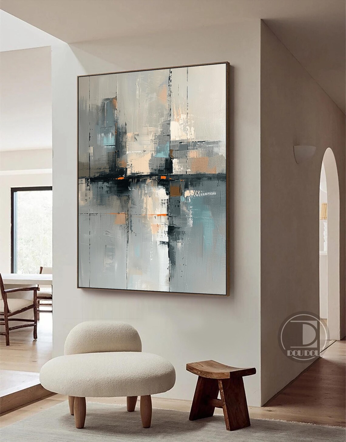 Large Neutral Abstract Painting on Canvas,textured Wall Art,modern ...