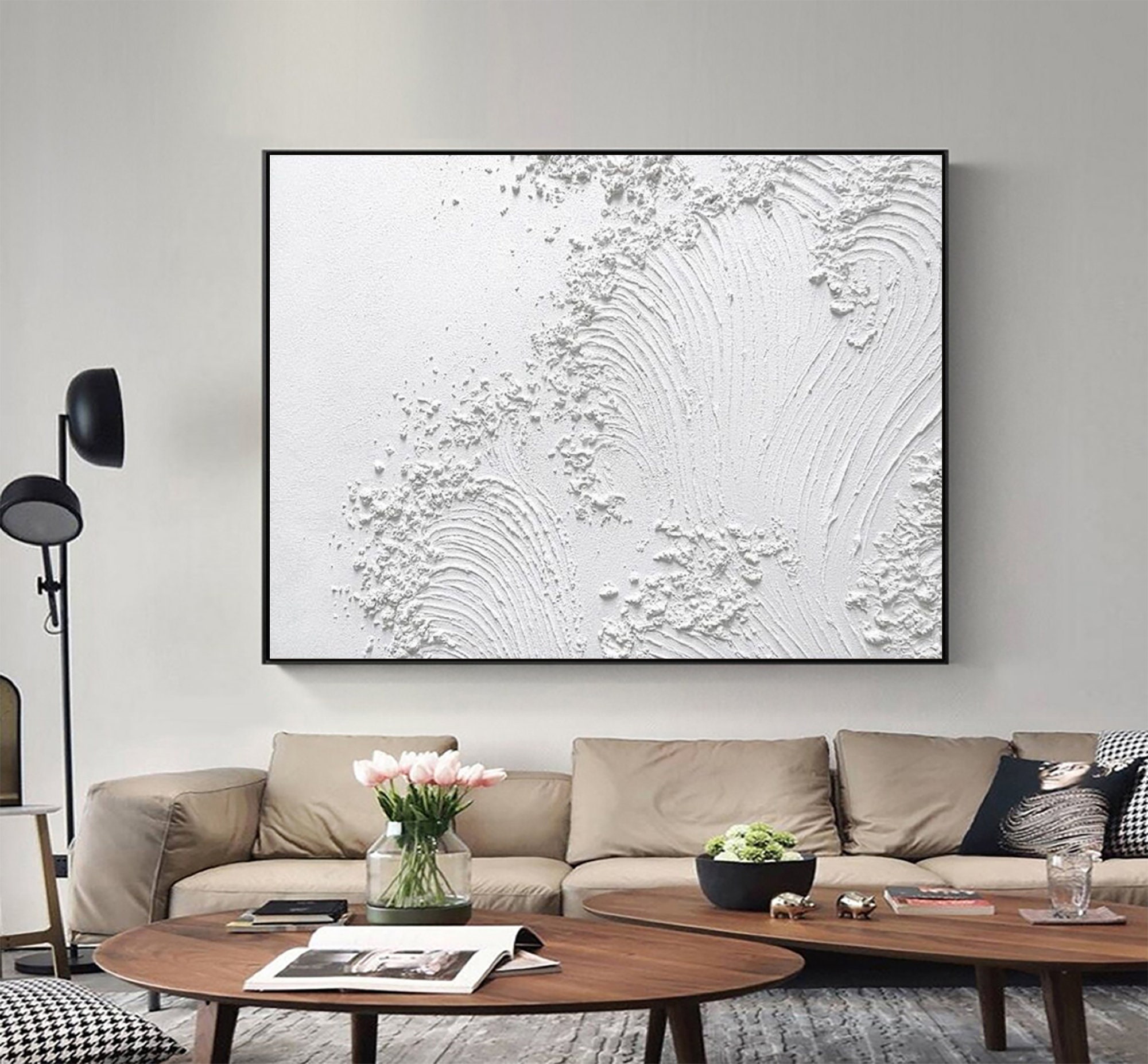 White 3d Textured Painting White Wall Art 3d Painting Large White ...