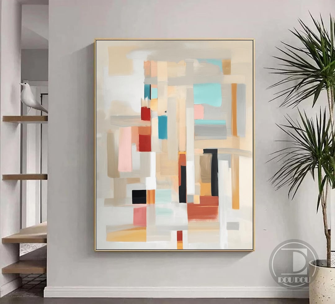 Neutral Color Abstract Painting Large Modern Palette Knife Texture ...