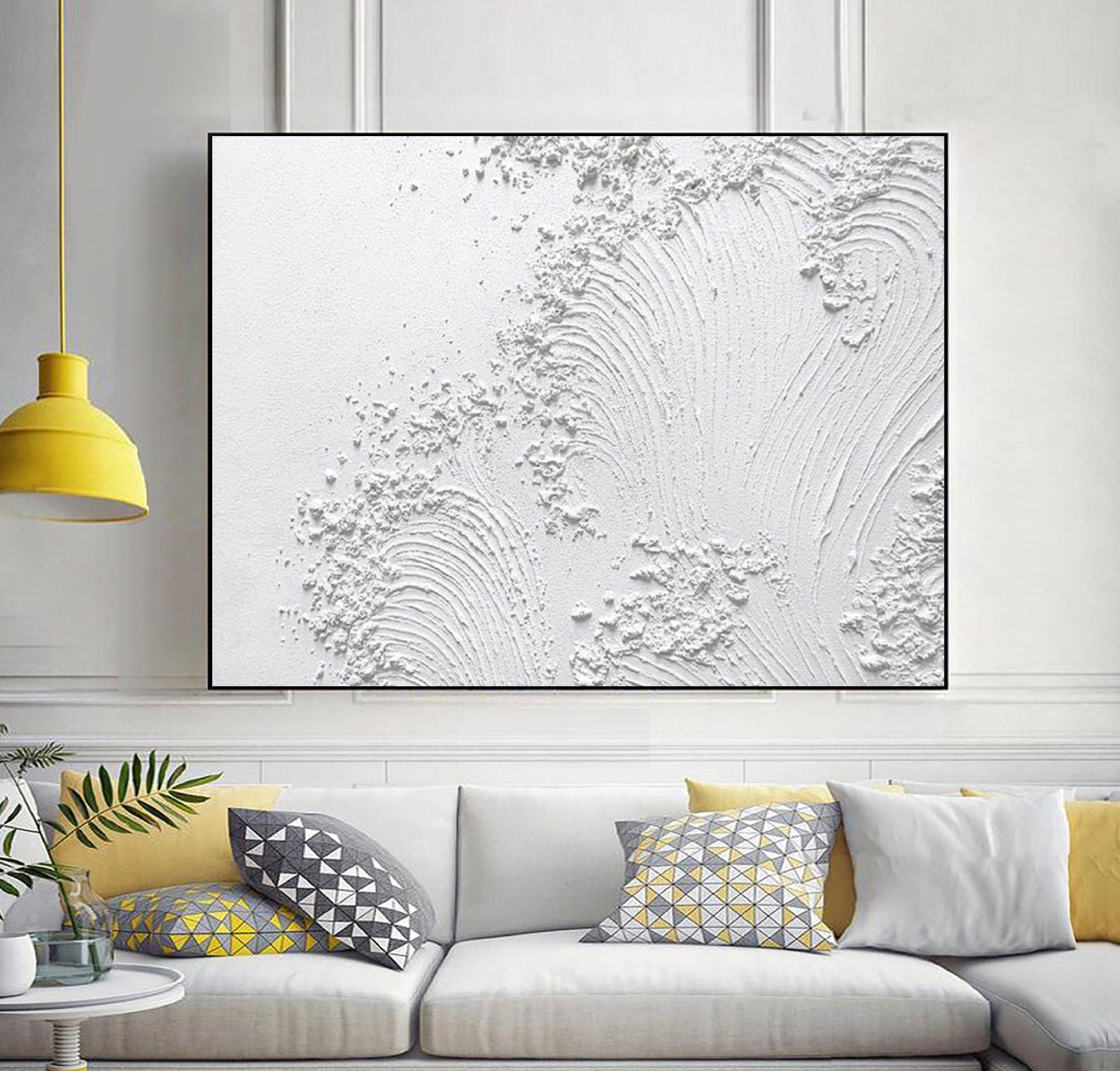 White 3d Textured Painting White Wall Art 3d Painting Large White ...