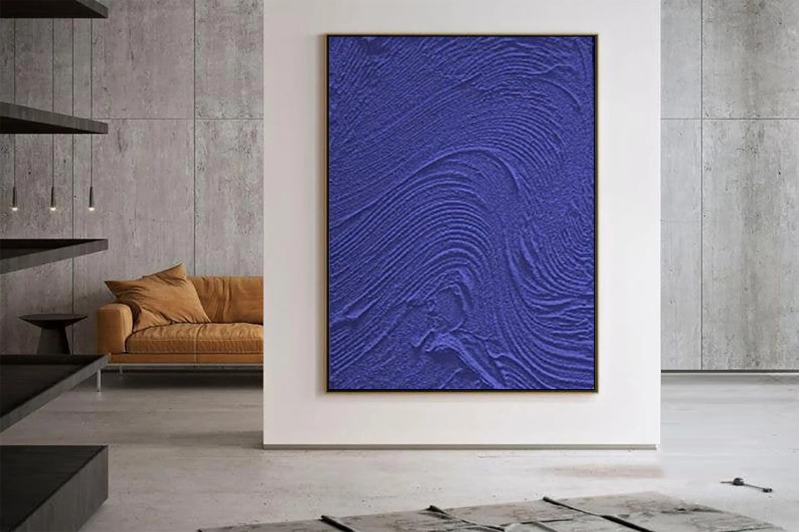 Blue Abstract Textured Painting on Canvasblue 3d Textured - Etsy