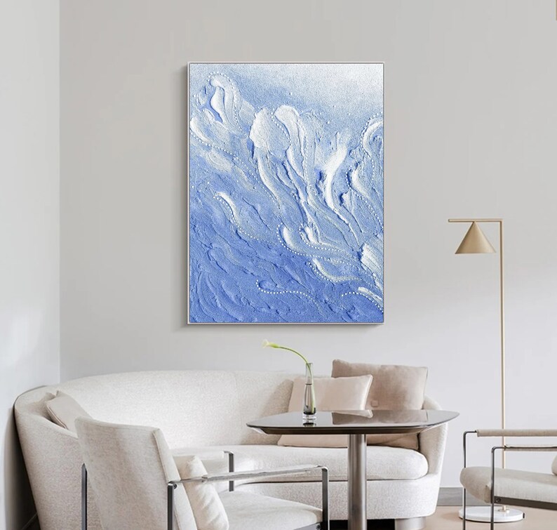 Original Blue Abstract Painting,blue Textured Painting,blue Painting,3d ...
