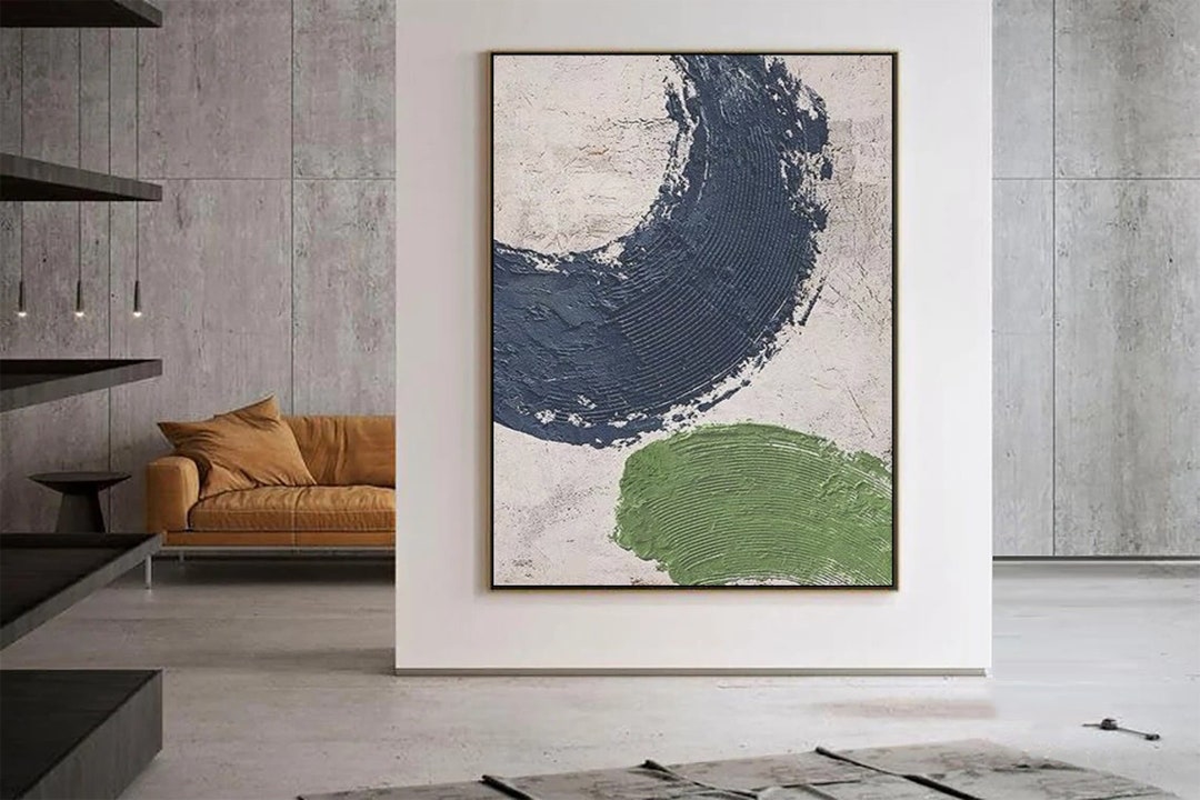 Blue and White Abstract Art Blue and White Canvas Art Green Abstract ...