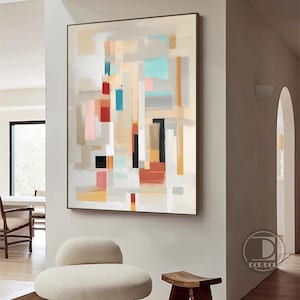 Neutral Color Abstract Painting Large Modern Palette Knife Texture Colorful Abstract Wall Art ...