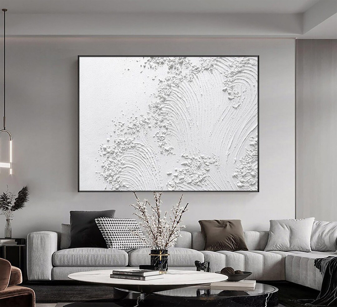 White 3d Textured Painting White Wall Art 3d Painting Large White ...