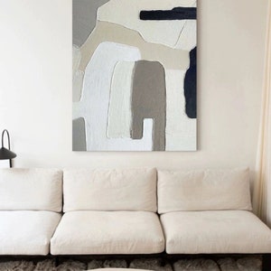 Beige and White Minimalist Abstract Painting on Canvas,wabi Sabi Wall ...
