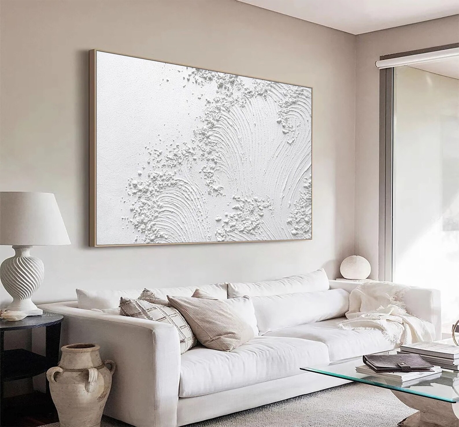 White 3d Textured Painting White Wall Art 3d Painting Large White ...