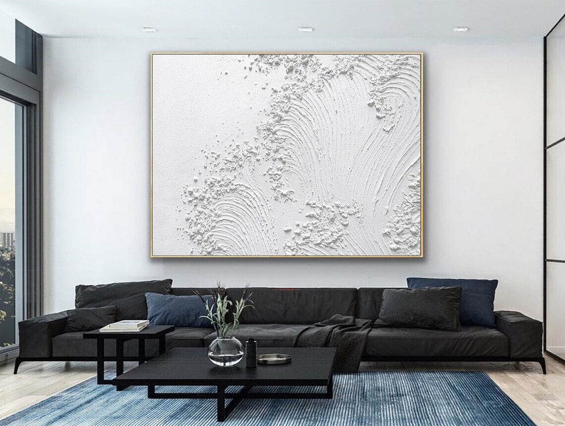 White 3d Textured Painting White Wall Art 3d Painting Large White ...